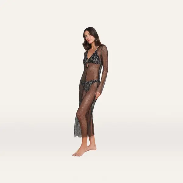 L'Agence Sara Mesh Cover-up Dress - Black