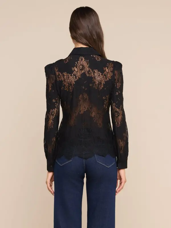 L'Agence Jenica Lace Blouse Top - Black