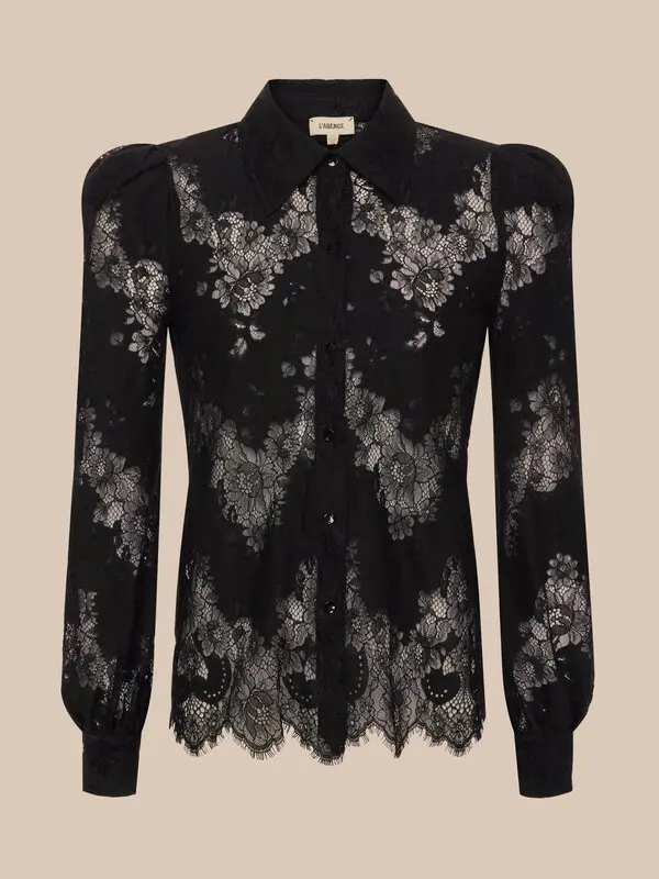 L'Agence Jenica Lace Blouse Top - Black