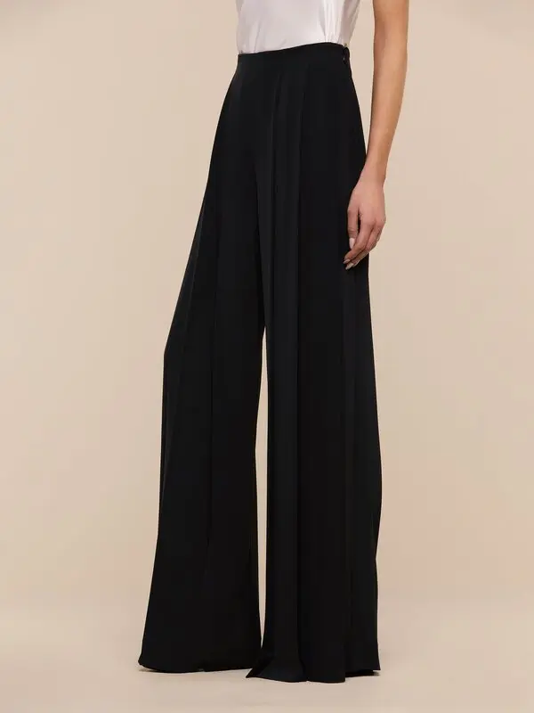 L'Agence Nova Pleated Wide-leg Trousers - Black