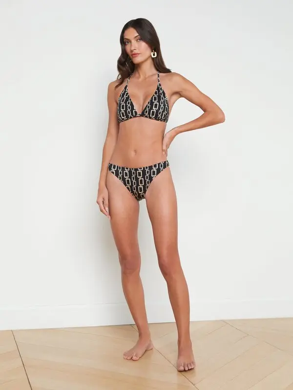 L'Agence Jean Bikini Bottom - Black/gold Chain