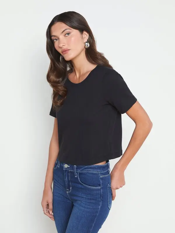 L'Agence Donna Cotton Cropped T-shirt - Black