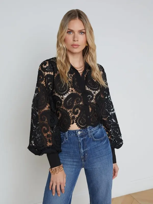 L'Agence Odelia Lace Blouse Top