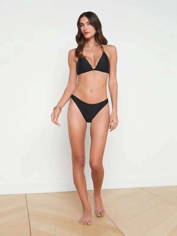 L'Agence Jean Bikini Bottom - Black/gold