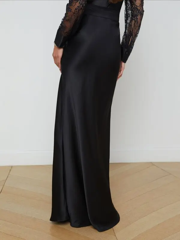 L'Agence Ryker Silk Maxi Skirt - Black