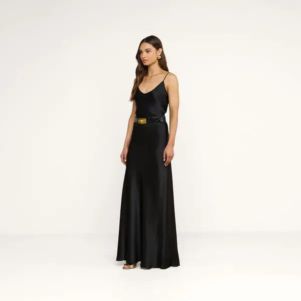 L'Agence Ryker Silk Maxi Skirt - Black