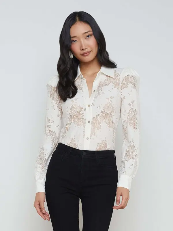 L'Agence Jenica Lace Blouse - Lace Ivory