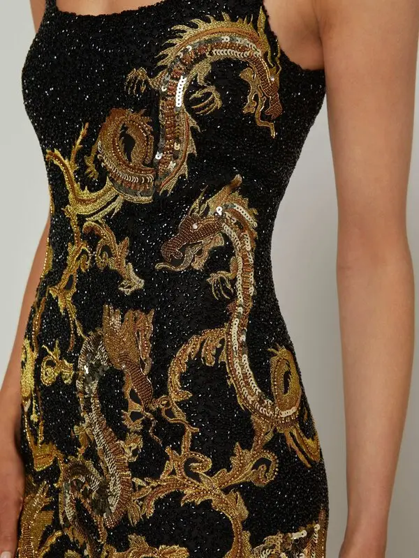 black cutout mini dress Haven Black Fringe Cutout Mini Dress - M Size - Women's Dresses