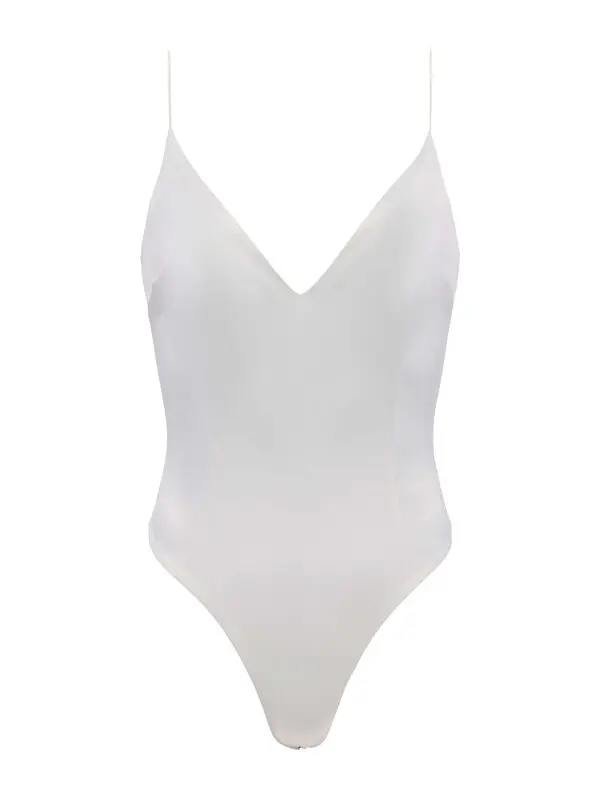 L'Agence Dara Stretch Satin Bodysuit - Ivory