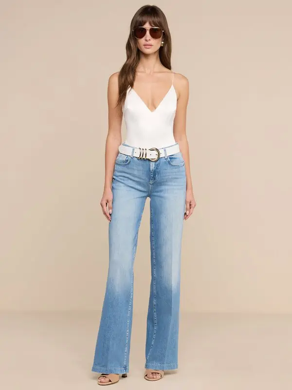 L'Agence Dara Stretch Satin Bodysuit - Ivory