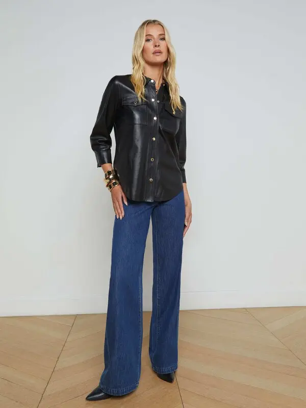 L'Agence Avina Leather Shirt