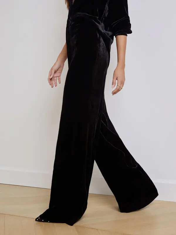 L'Agence Pilar Velvet Wide-leg Pants
