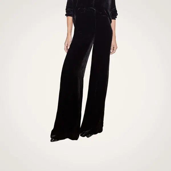L'Agence Pilar Velvet Wide-leg Pants - Black