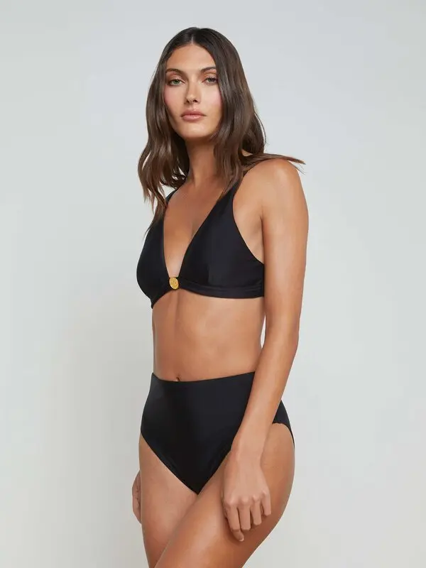 L'Agence Vanessa High-waisted Bikini Bottom - Black