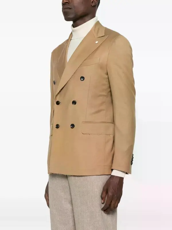 L.B.M. 1911 Double-breasted Frayed-edge Blazer
