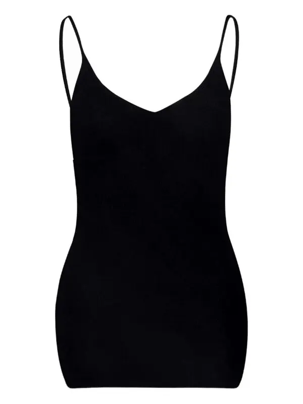 PAULA Kali Spaghetti-strap Ribbed Top - Black