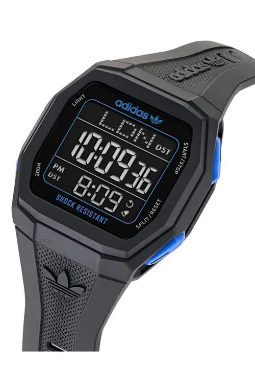 Adidas Tech 1 Gmt Silicone Strap Watch - Black