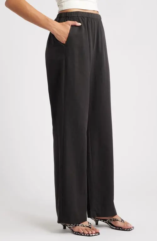 ARTLESS FOREVER Drew Cotton Blend Wide Leg Pants - Black