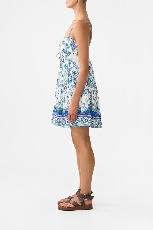 Camilla Gathered Bust Tiered Mini Dress In Exclusive Print