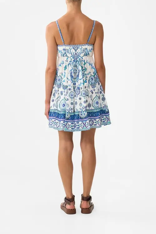 Camilla Gathered Bust Tiered Mini Dress In Exclusive Print