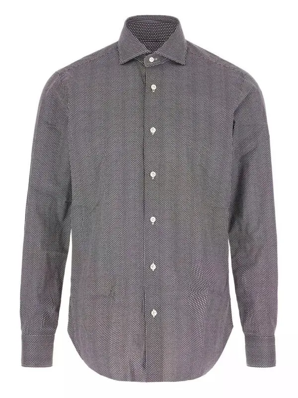 BARBA NAPOLI Micro-dot Print Shirt - Blue