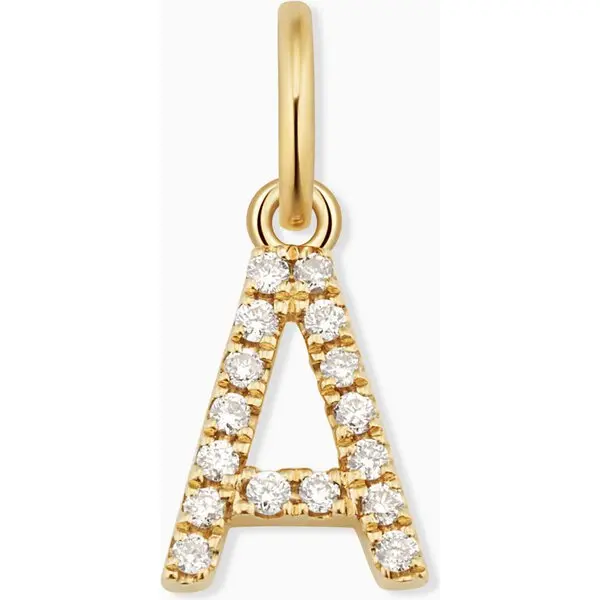 ORADINA 14k Gold Diamond Letter Pendant Charm - Yellow Gold - A
