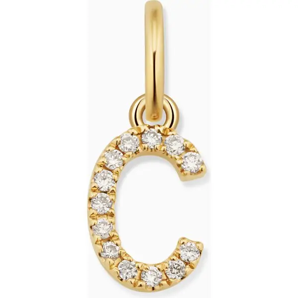 ORADINA 14k Gold Diamond Letter Pendant Charm - Yellow Gold - C
