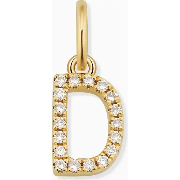 ORADINA 14k Gold Diamond Letter Pendant Charm - Yellow Gold - D