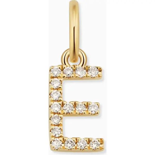 ORADINA 14k Gold Diamond Letter Pendant Charm - Yellow Gold - E