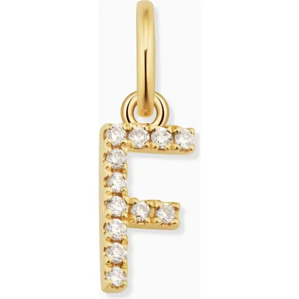 ORADINA 14k Gold Diamond Letter Pendant Charm - Yellow Gold - F