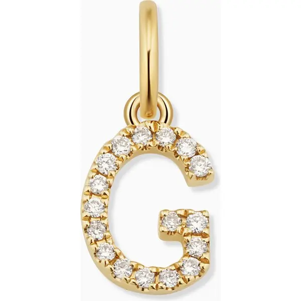 ORADINA 14k Gold Diamond Letter Pendant Charm - Yellow Gold - G