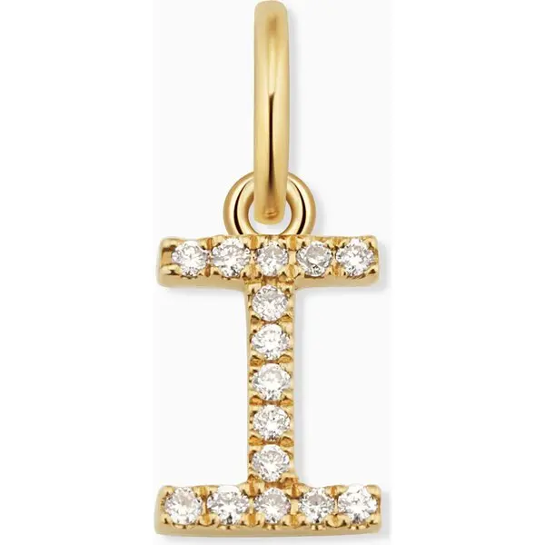 ORADINA 14k Gold Diamond Letter Pendant Charm - Yellow Gold - I