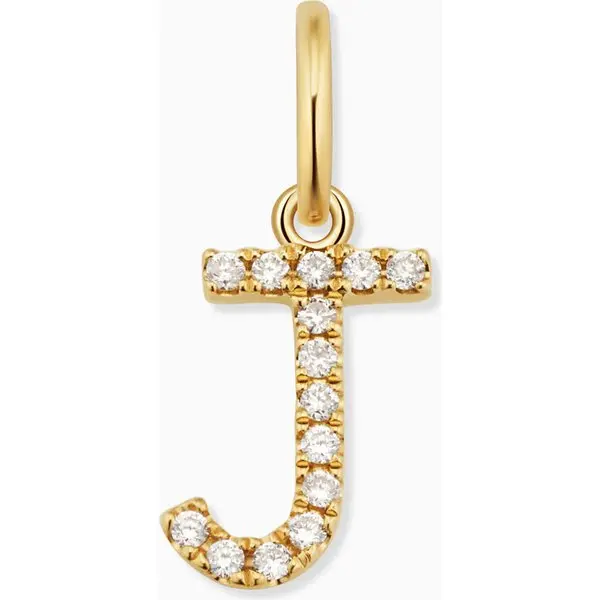 ORADINA 14k Gold Diamond Letter Pendant Charm - Yellow Gold - J