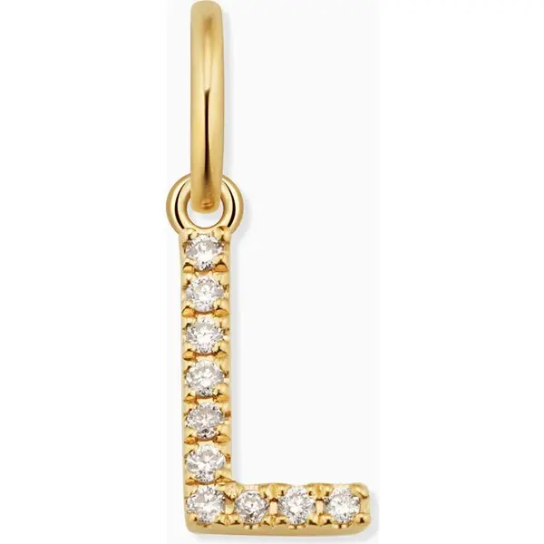 ORADINA 14k Gold Diamond Letter Pendant Charm - Yellow Gold - L