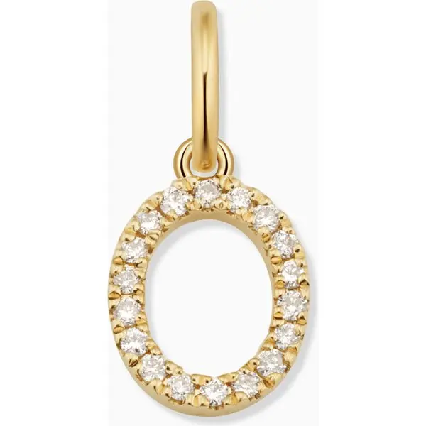 ORADINA 14k Gold Diamond Letter Pendant Charm - Yellow Gold - O
