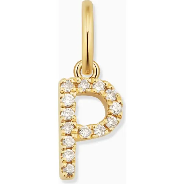 ORADINA 14k Gold Diamond Letter Pendant Charm - Yellow Gold - P
