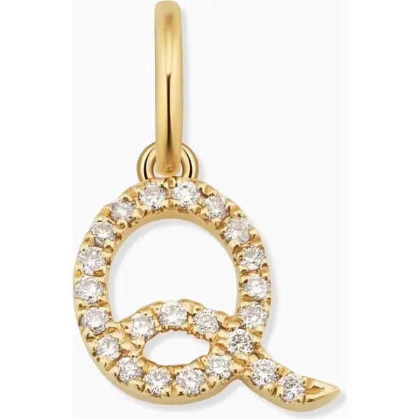 ORADINA 14k Gold Diamond Letter Pendant Charm - Yellow Gold - Q