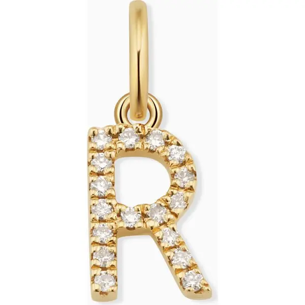 ORADINA 14k Gold Diamond Letter Pendant Charm - Yellow Gold - R