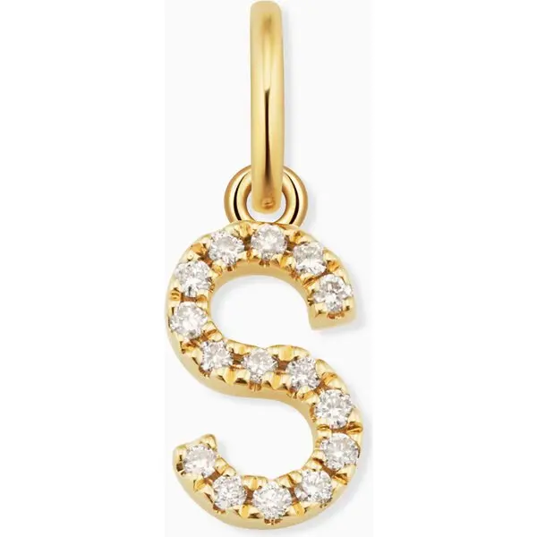 ORADINA 14k Gold Diamond Letter Pendant Charm - Yellow Gold - S