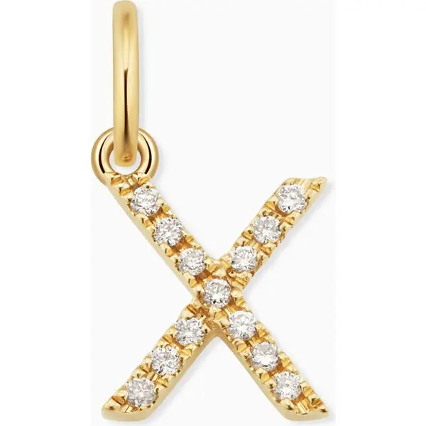 ORADINA 14k Gold Diamond Letter Pendant Charm - Yellow Gold - X