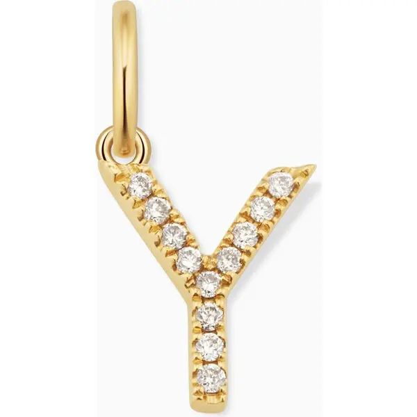 ORADINA 14k Gold Diamond Letter Pendant Charm - Yellow Gold - Y
