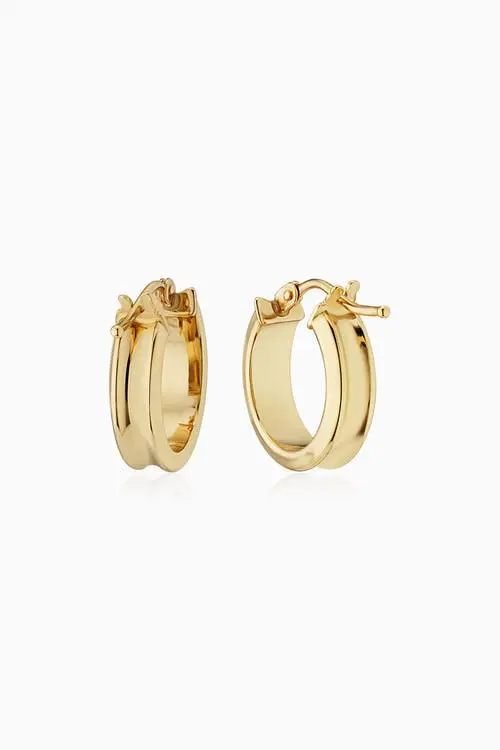 ORADINA 18k Half Pipe Hoop Earrings - Yellow Gold