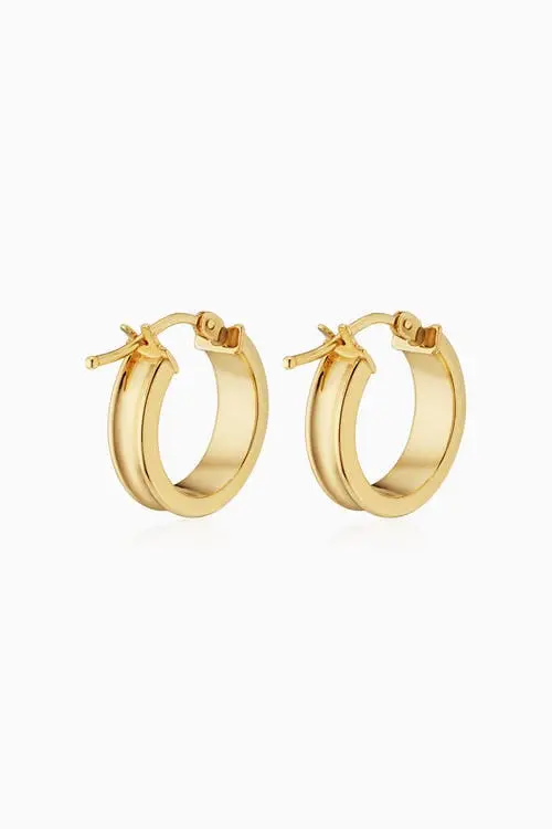 ORADINA 18k Half Pipe Hoop Earrings