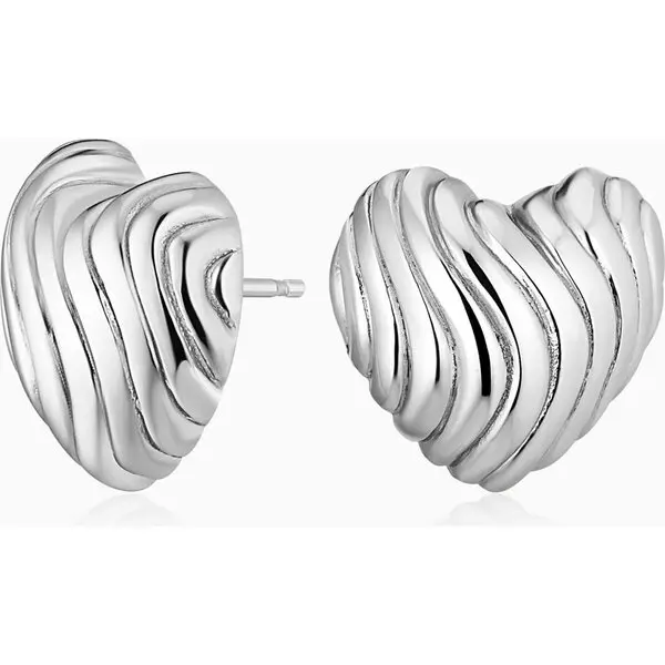 ORADINA Sterling Heart Stud Earrings - Silver