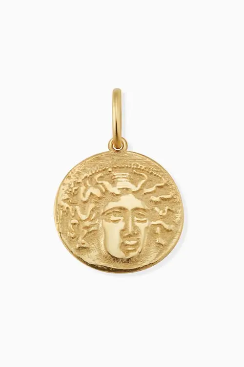 ORADINA 14k Greek Medusa Pendant Charm - Yellow Gold