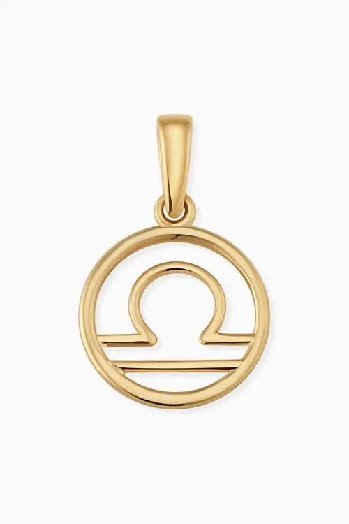 ORADINA 14k Yellow Gold Zodiac Pendant - Yellow Gold - Libra