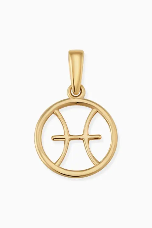 ORADINA 14k Yellow Gold Zodiac Pendant - Yellow Gold - Pisces