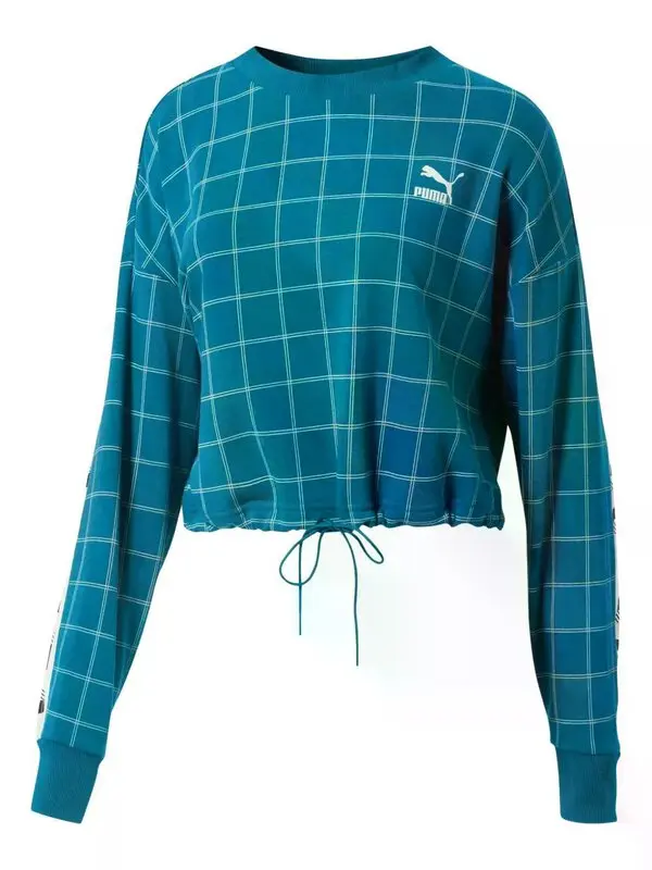 PUMA Grid-pattern Sweatshirt With Drawstring Hem - Blue
