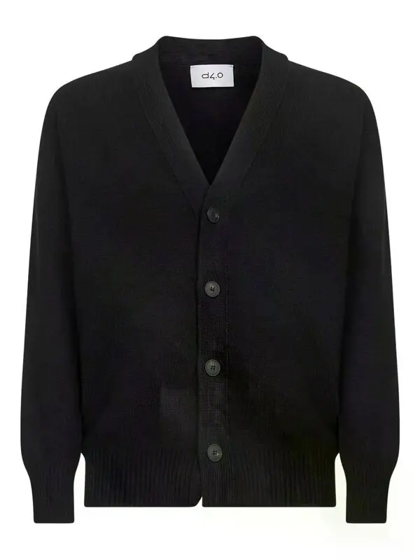 D4.0 V-neck Wool Cardigan - Black