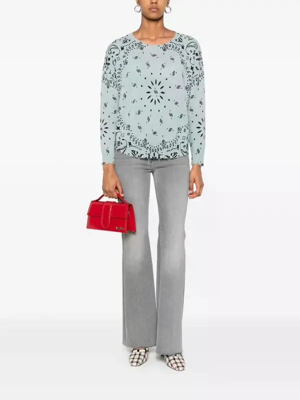 MOTHER Fray Hem Flare Leg Jeans - Grey